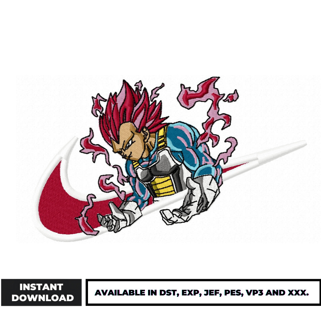 Vegeta ultra ego nike embroidery design, Dragon Ball embroid | Inspire ...