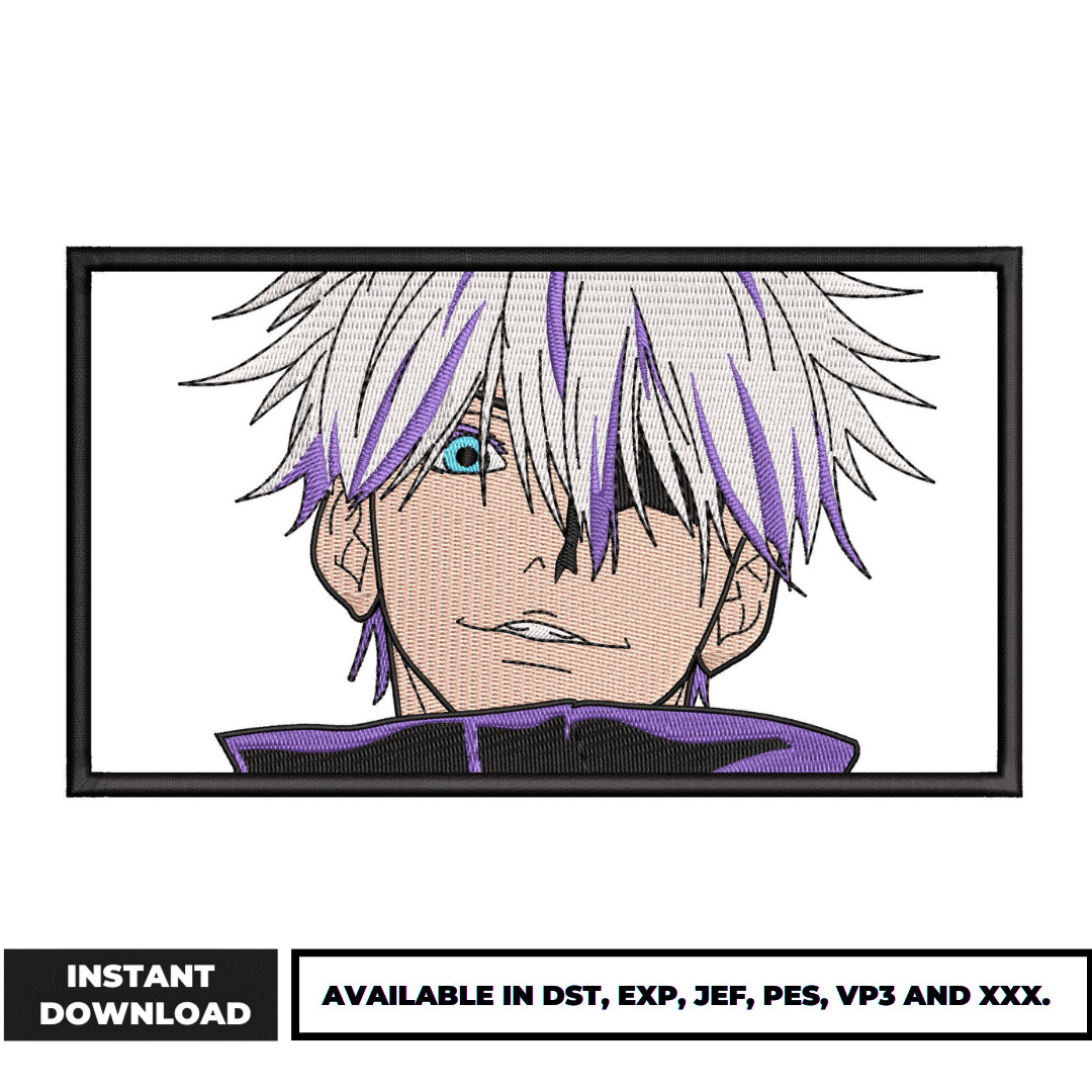 Satoru Gojo face embroidery design, jujutsu kaisen embroider | Inspire ...