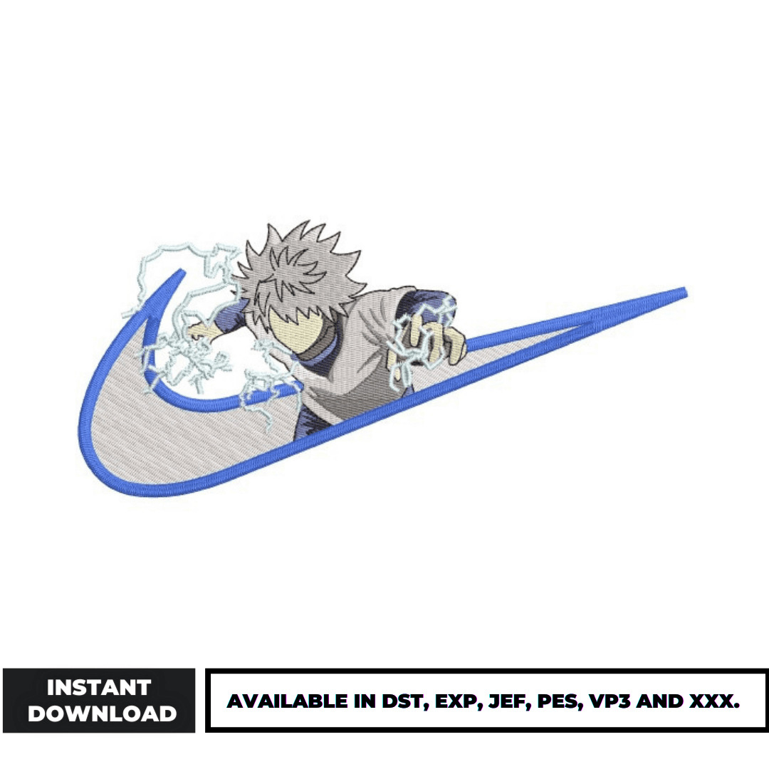 Killua lightning nike embroidery design, hunter x hunter emb | Inspire ...