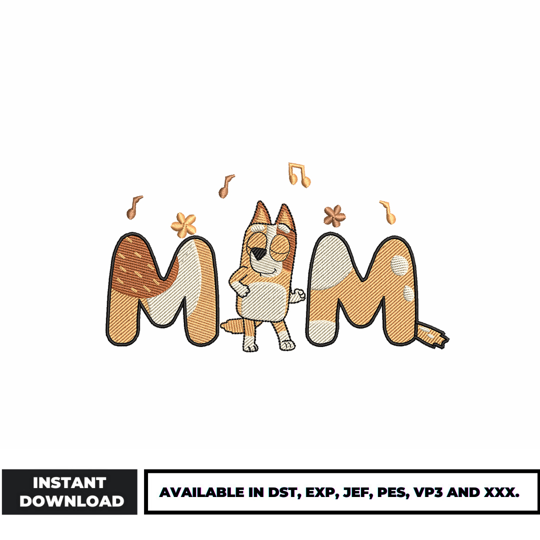 Chilli Heeler Mum embroidery design, Bluey embroidery, carto | Inspire ...