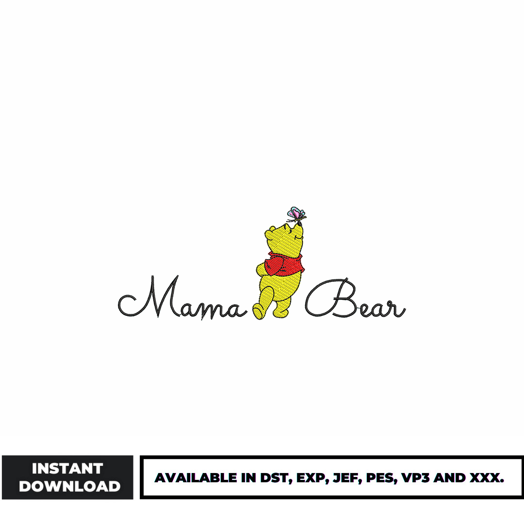 Winnie the pooh Mama bear embroidery design, cartoon embroid | Inspire ...