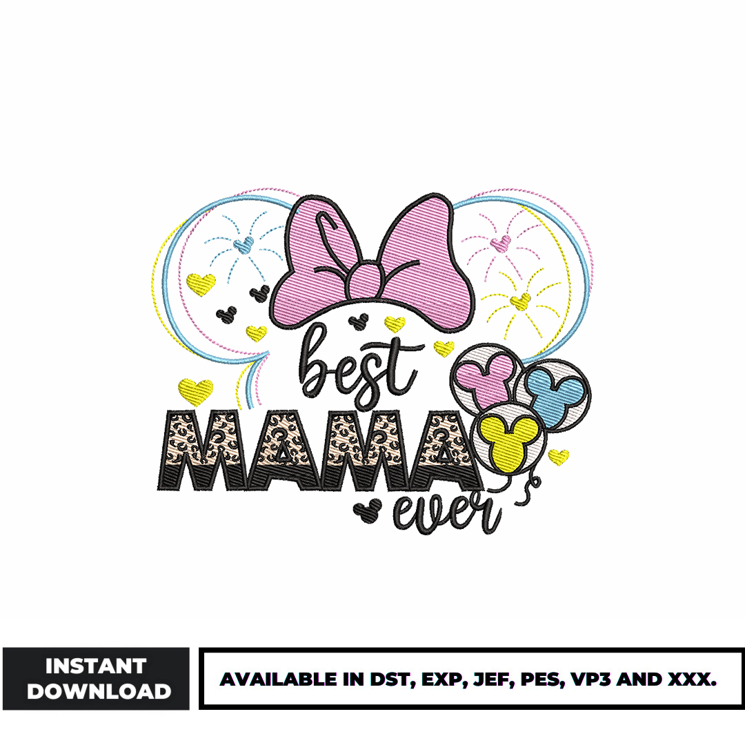 Best mama ever Minnie head embroidery design, cartoon embroi | Inspire ...