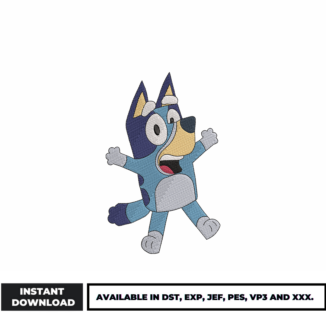 Bluey happy embroidery design, Bluey embroidery, cartoon emb - Inspire ...