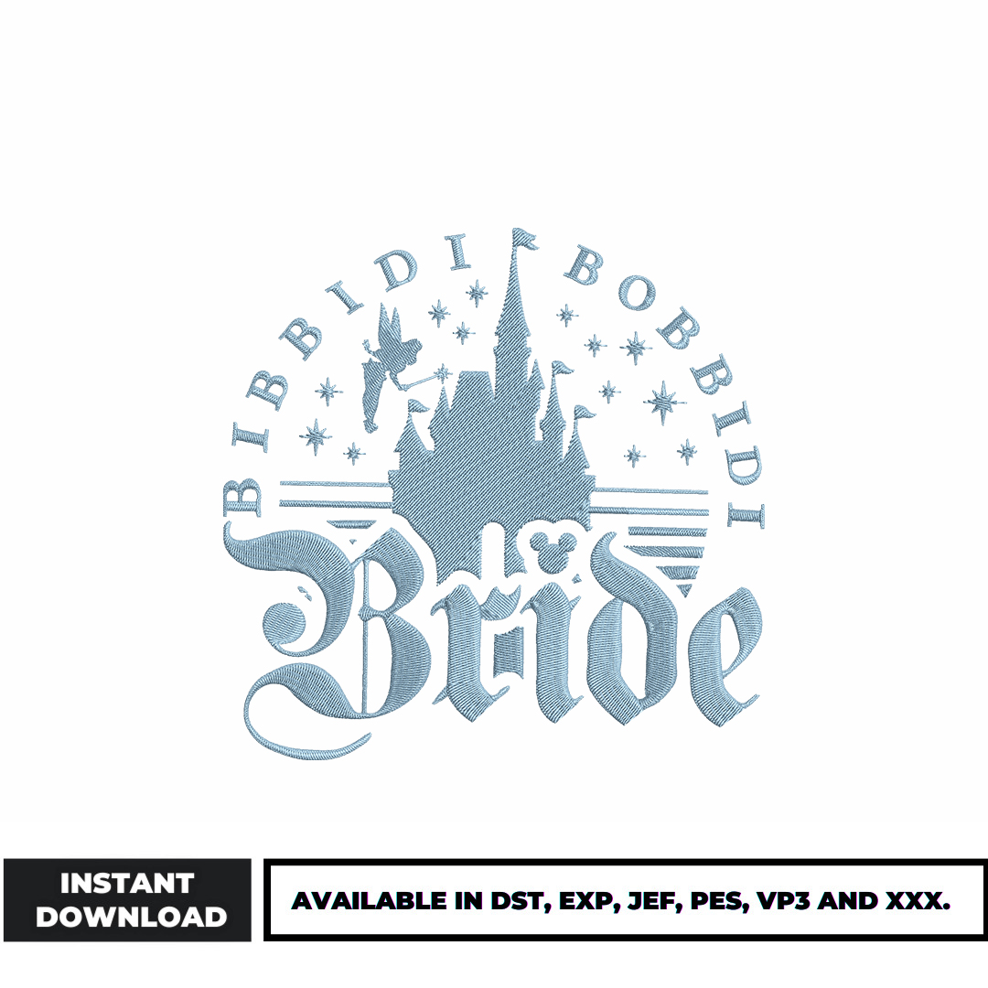 Bride Disney Castle embroidery design, Bluey cartoon embroid | Inspire ...