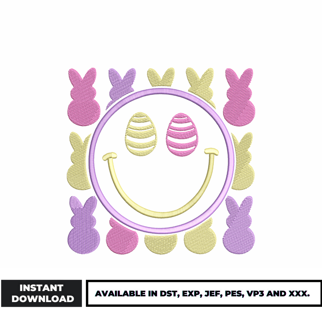 Easter Smile Face embroidery design, Easter embroidery, logo | Inspire ...