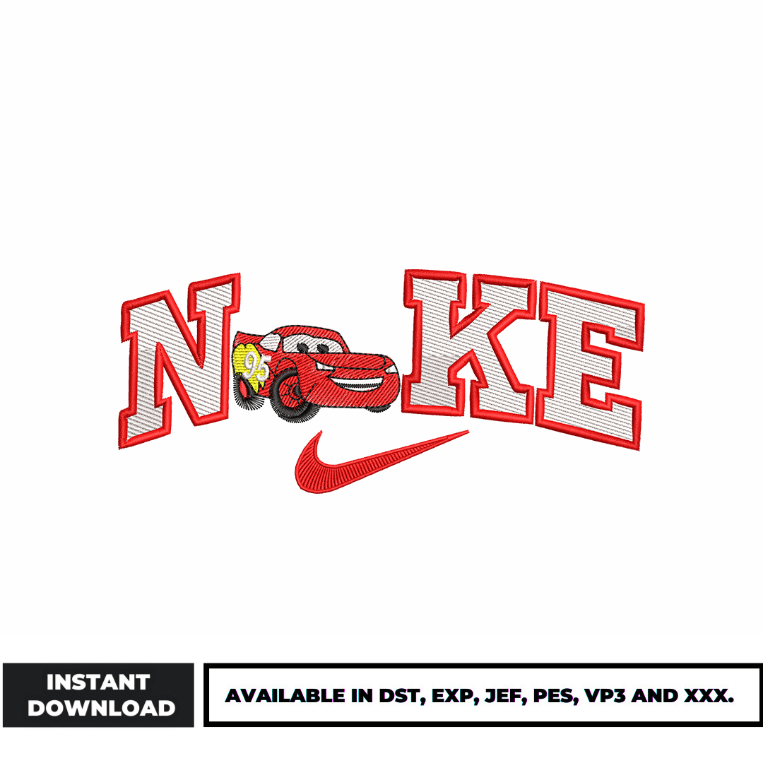 Nike Lightning McQueen embroidery design, Disney car embroid | Inspire ...