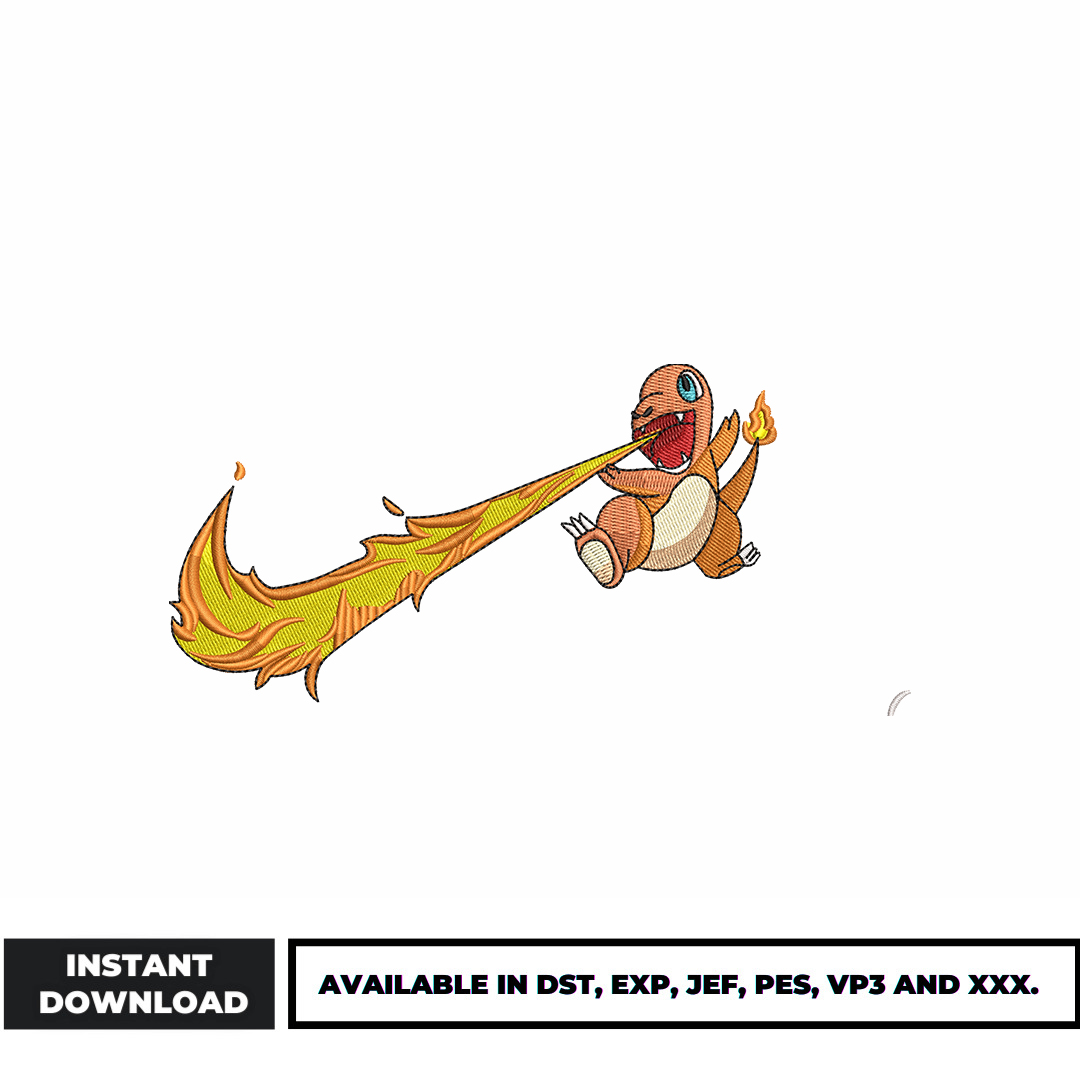 Logo Nike Charmander embroidery design, Pokemon embroidery, | Inspire ...