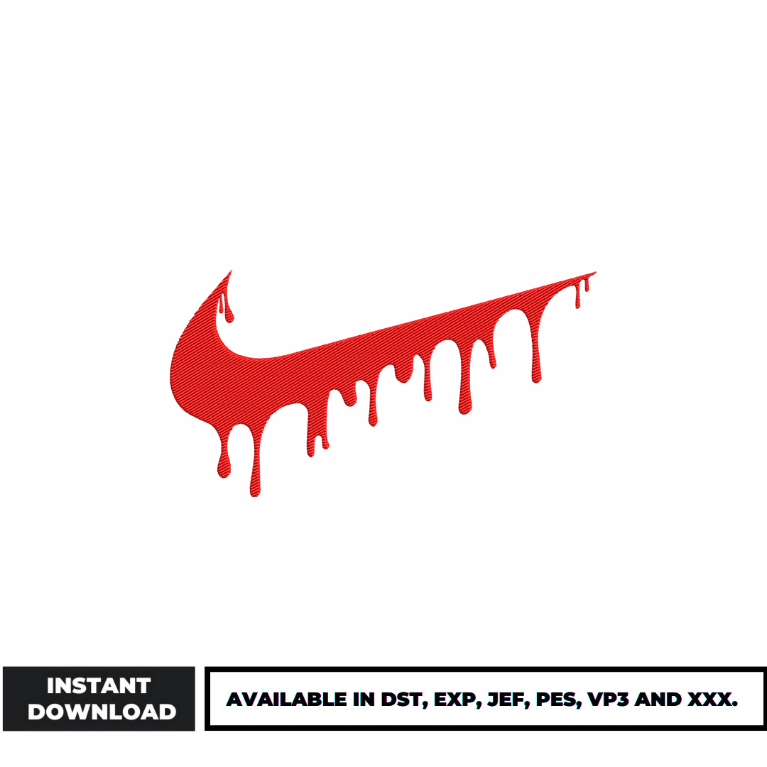 Nike Logo Dripping red embroidery design, swoosh embroidery, | Inspire ...