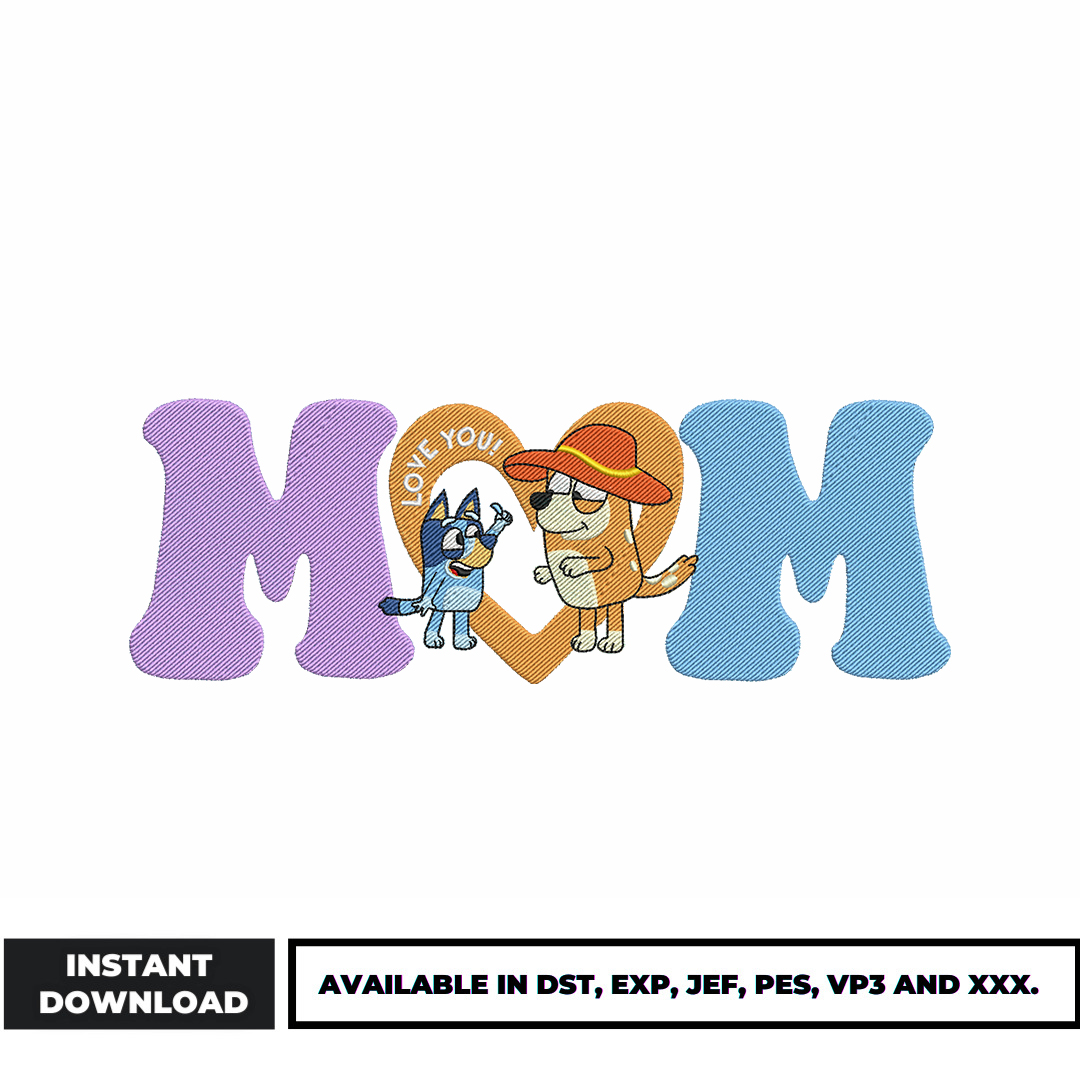 Bluey and mom embroidery design, bluey embroidery, cartoon e | Inspire ...