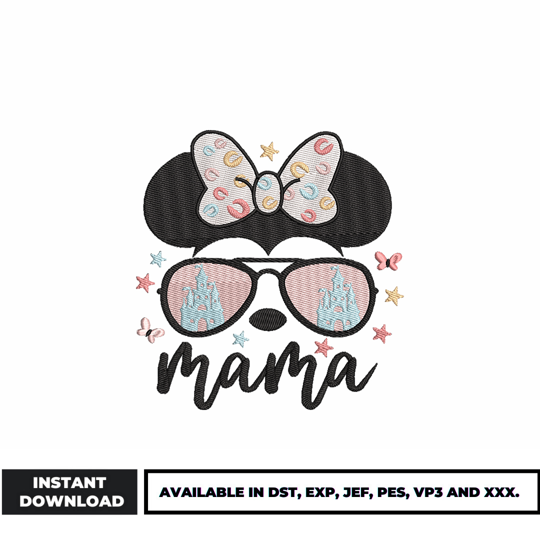 Minnie mouse head mama embroidery design, disney embroidery, | Inspire ...