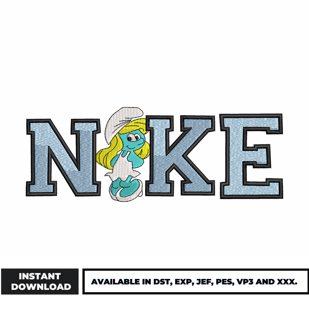 Nike Smurfette embroidery design, The Smurfs embroidery, log | Inspire ...