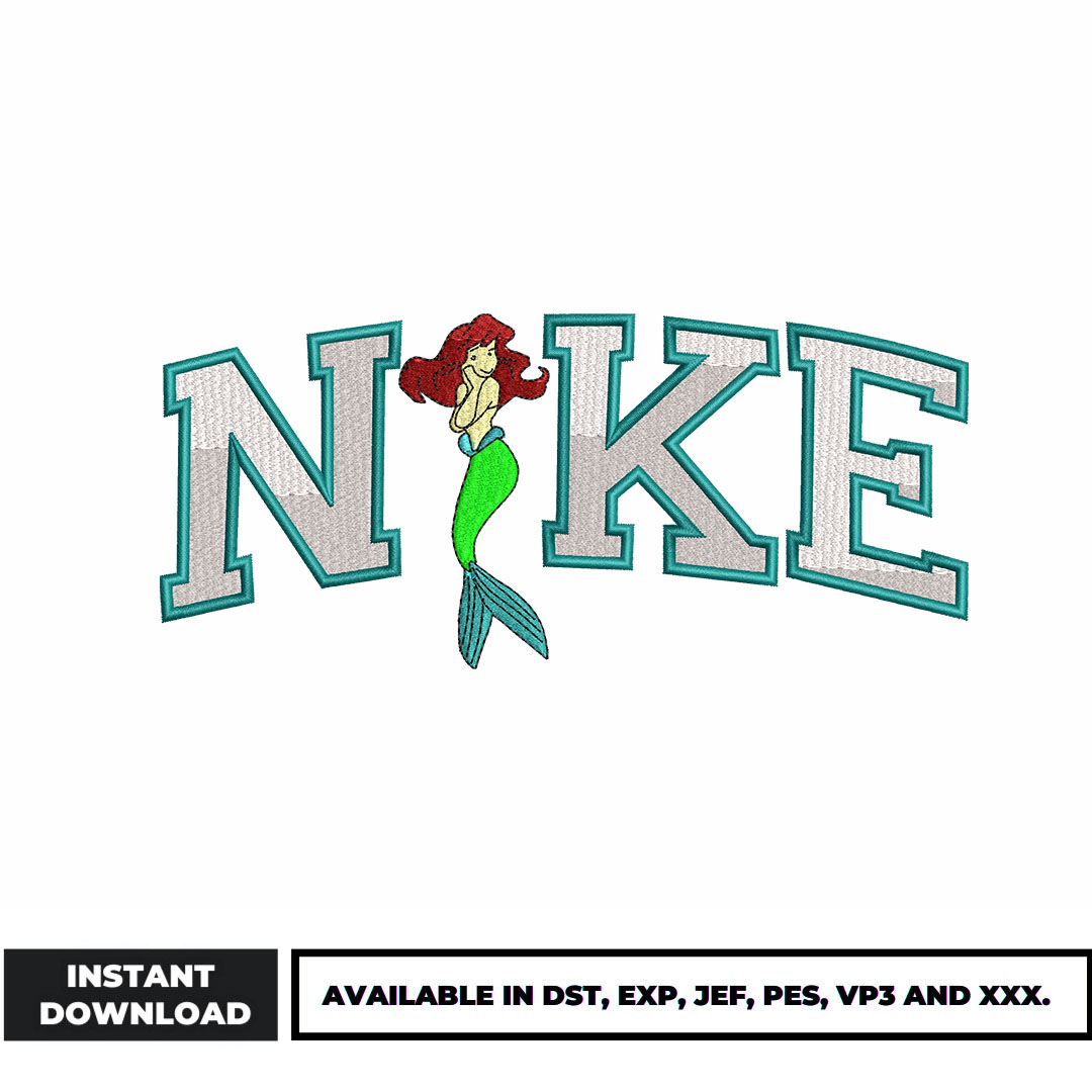 Nike ariel embroidery design, Disney princess embroidery, lo | Inspire ...