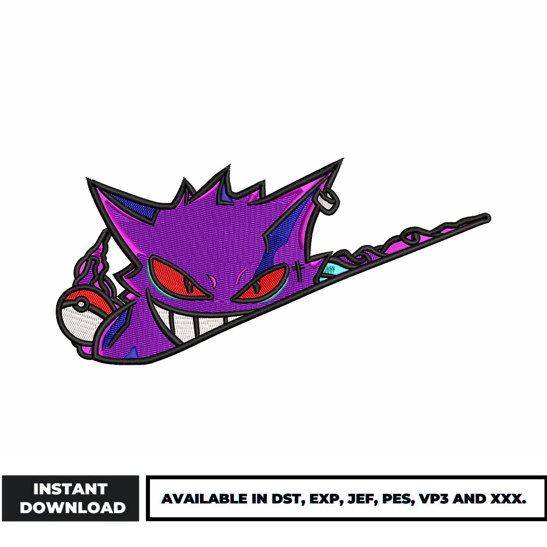Nike x Gengar embroidery design, Pokemon embroidery, logo ni | Inspire ...