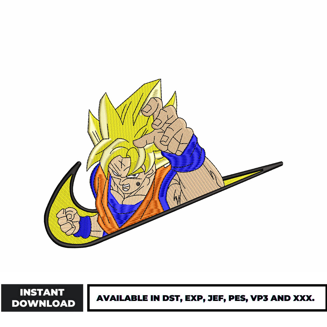 Nike x Goku ssj embroidery design, Dragonball embroidery, lo | Inspire ...