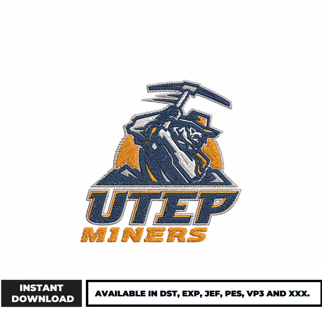 UTEP Miners logo embroidery design, Logo NCAA embroidery, Sp | Inspire ...