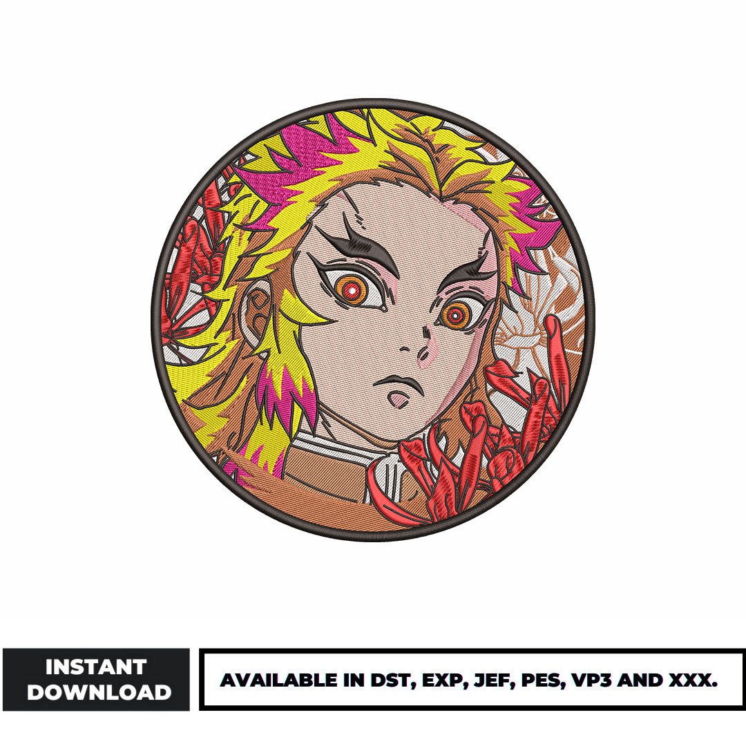 Rengoku circle anime embroidery design, Demon slayer embroid | Inspire ...