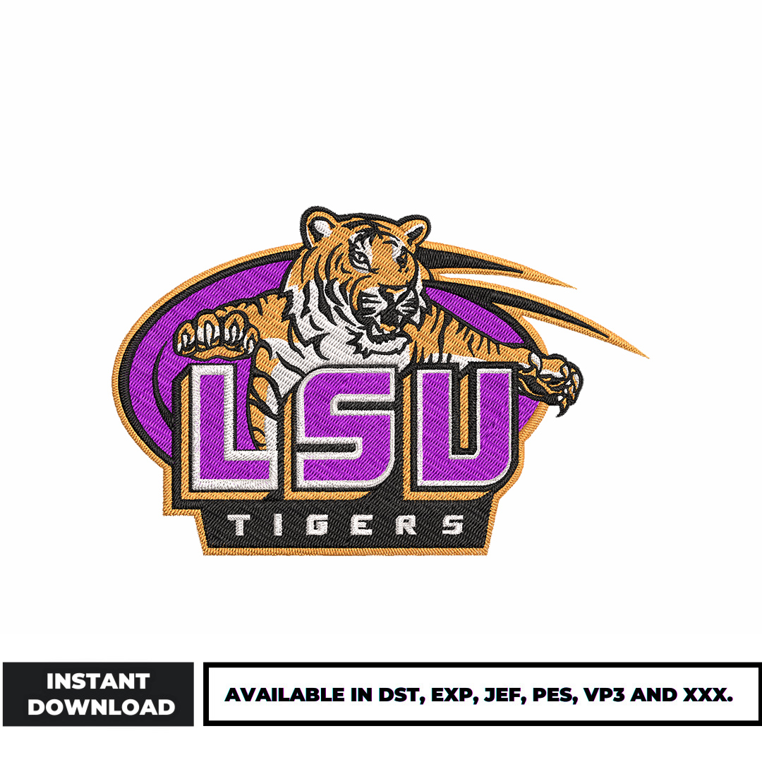 LSU Tigers logo embroidery design, Logo NCAA embroidery, Spo | Inspire ...