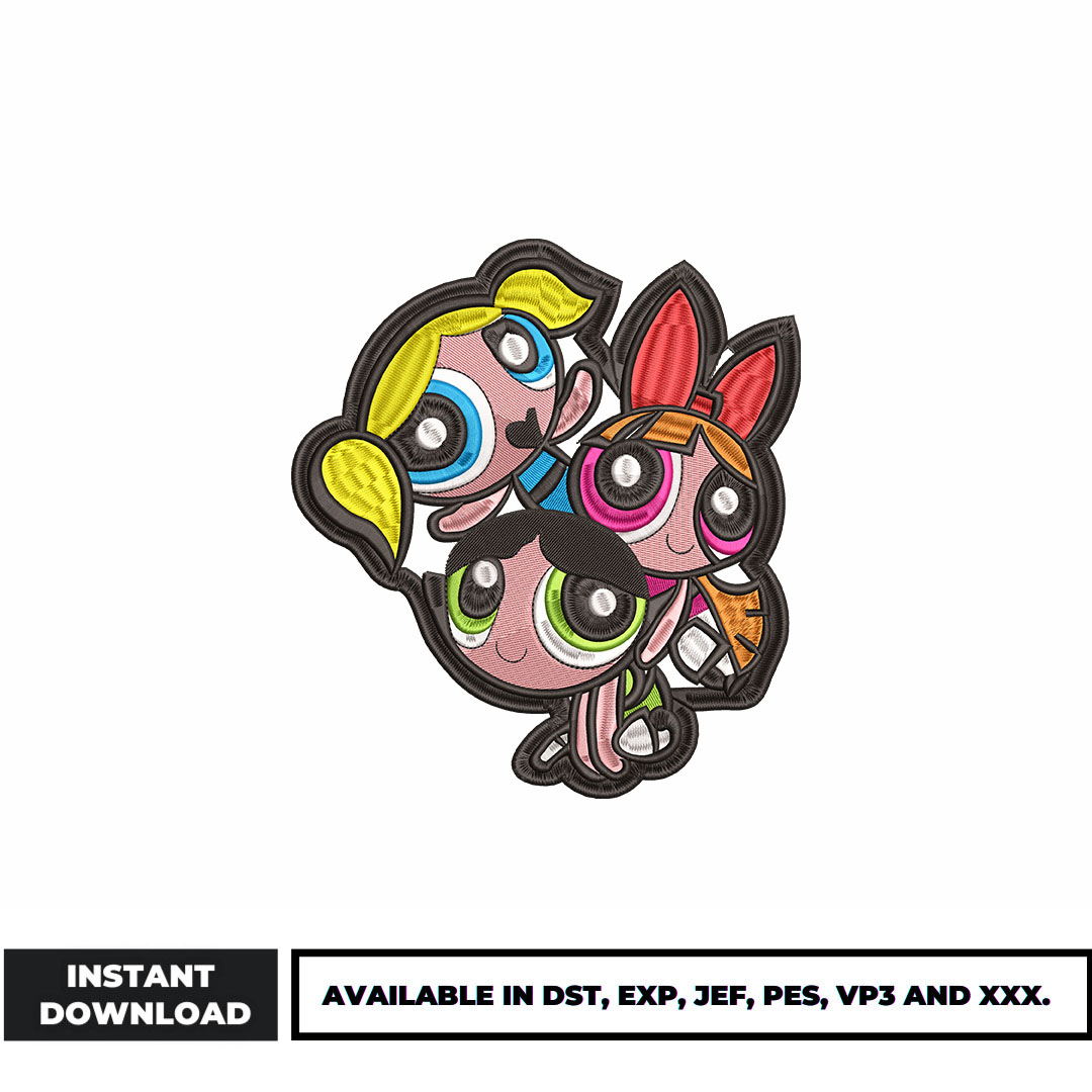 The Powerpuff anime embroidery design, Powerpuff girls embro | Inspire ...