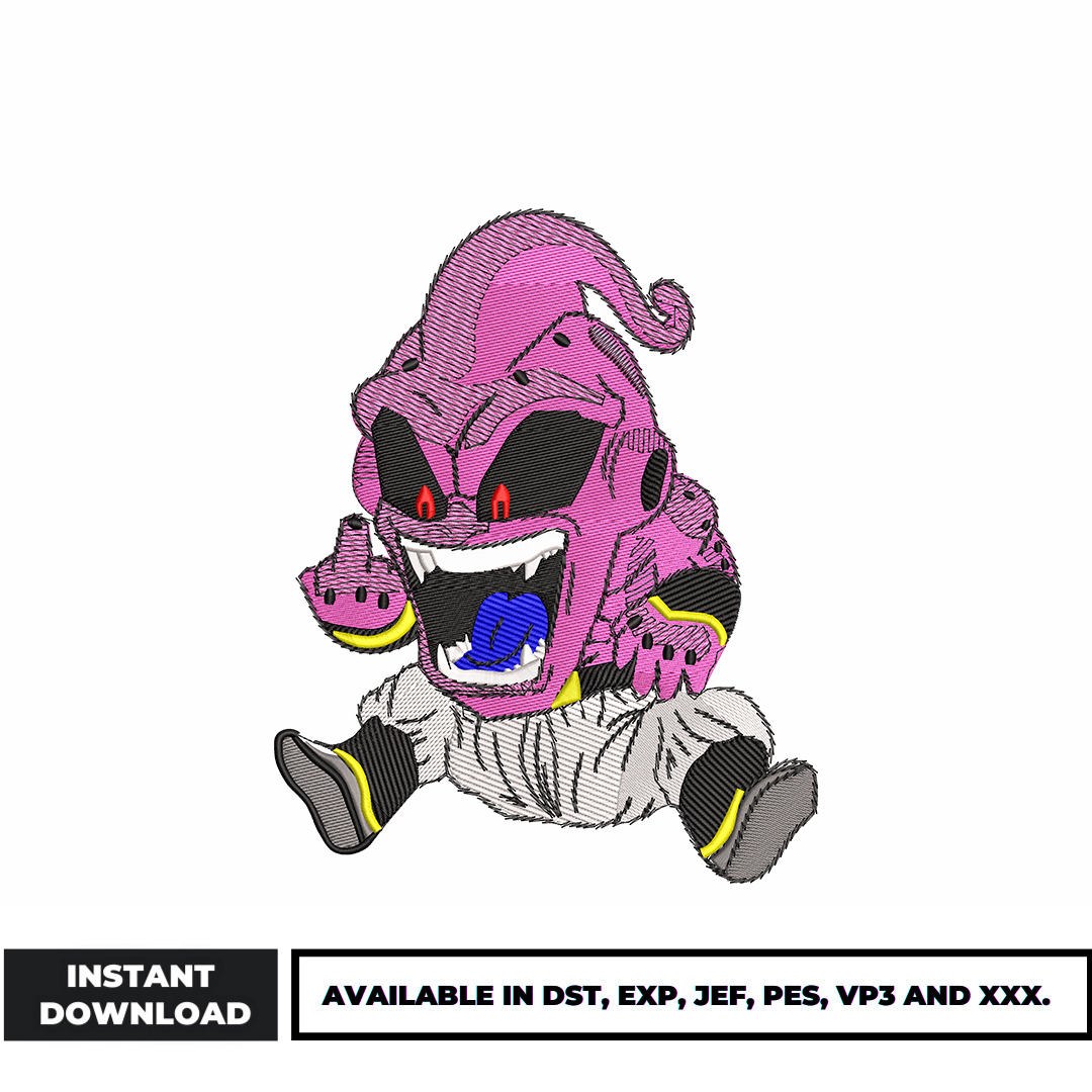 Majin Buu embroidery design, dragon ball embroidery, Logo Br | Inspire ...