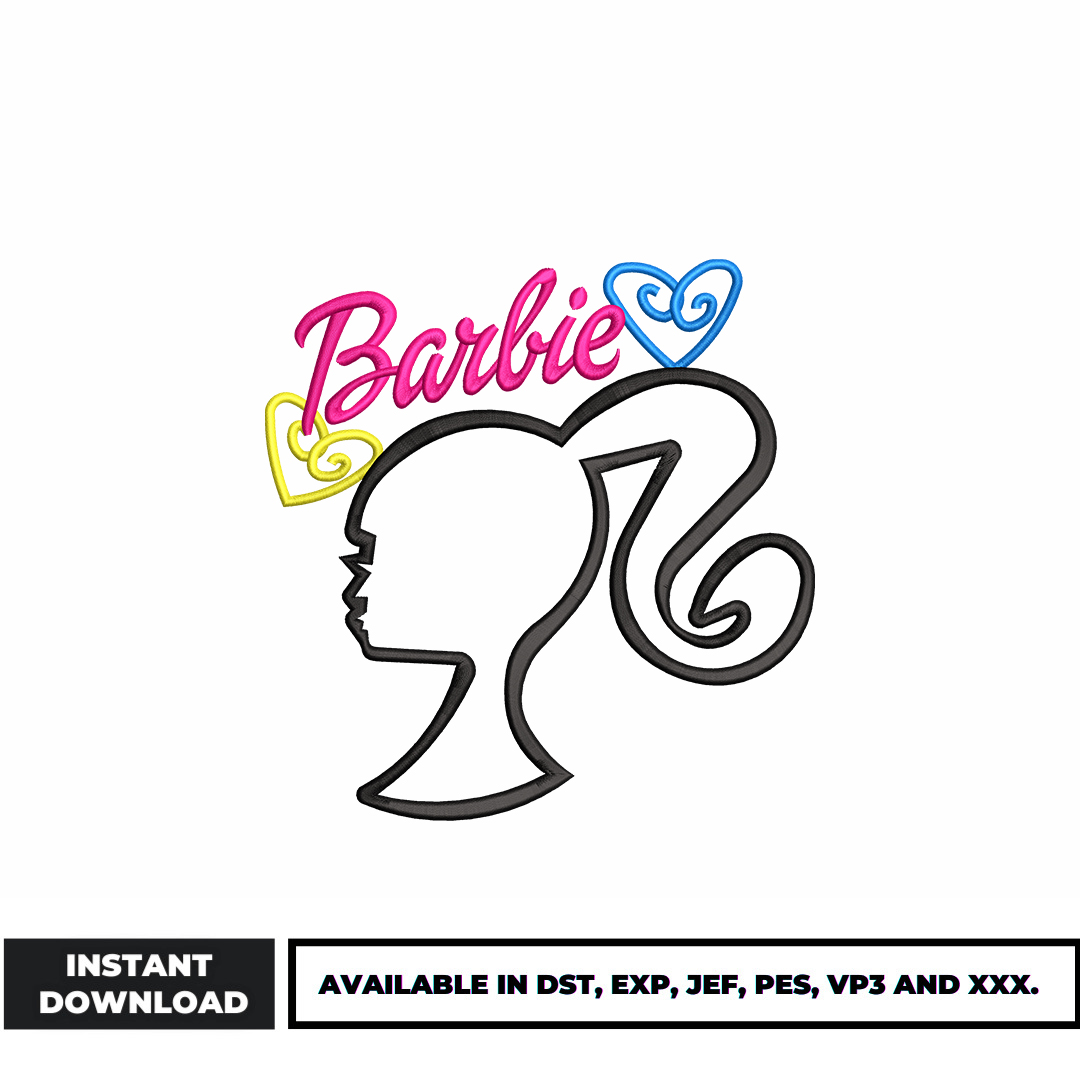 Barbie girl logo embroidery design, Barbie embroidery, Logo | Inspire ...