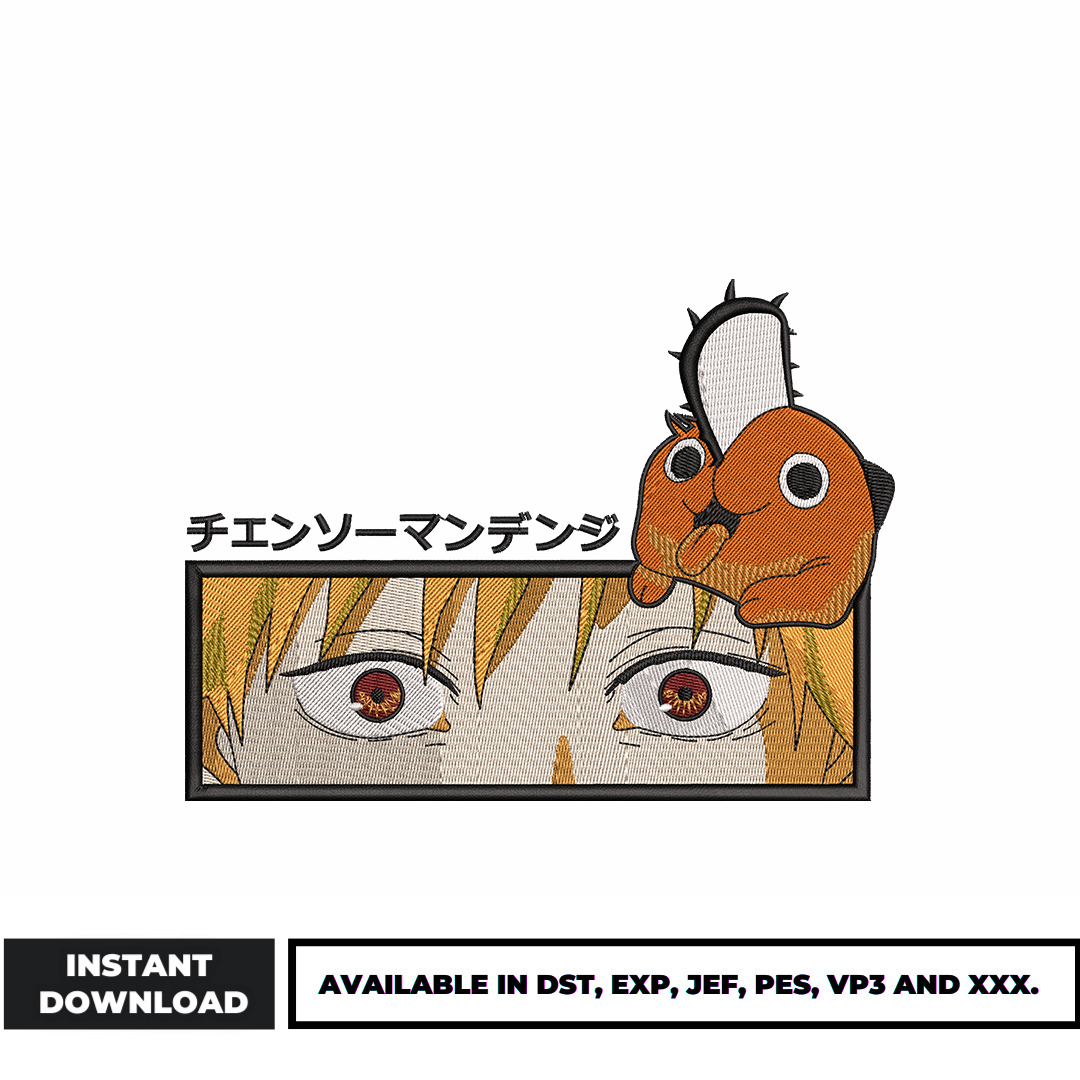 Denji eyes embroidery design, anime chainsaw man embroidery, | Inspire ...