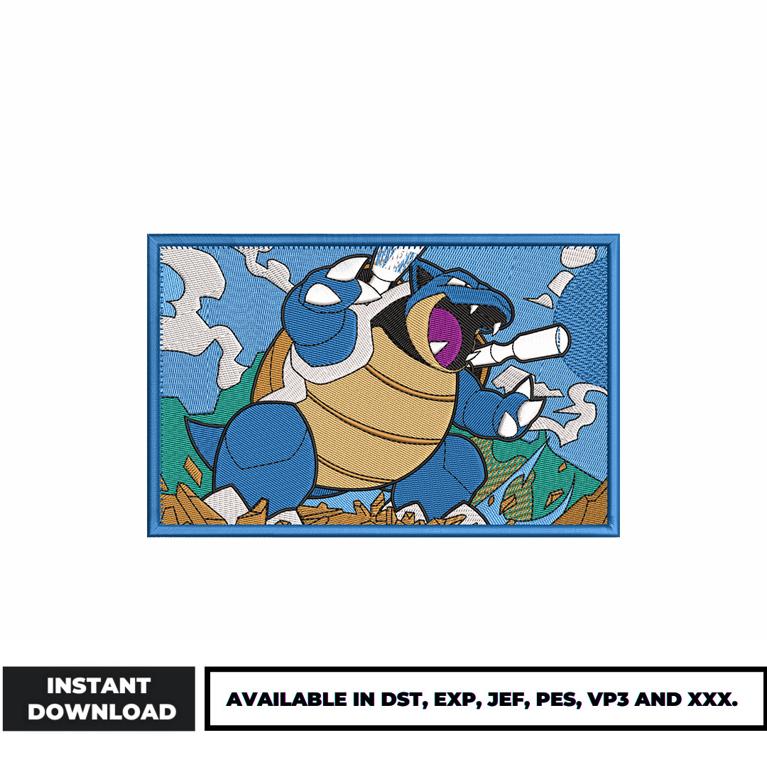 Blastoise embroidery design, anime pokemon embroidery, logo | Inspire ...