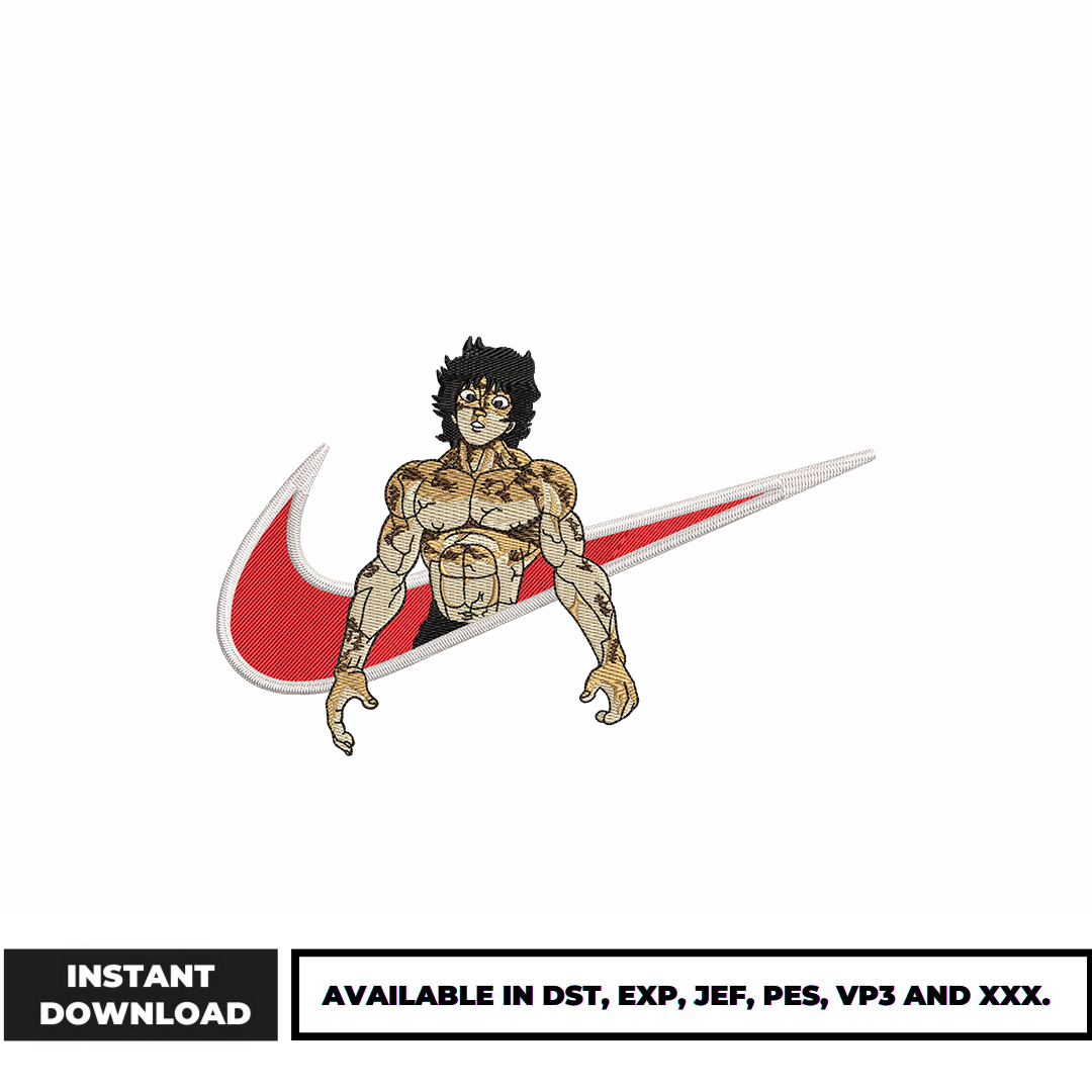 Hanma Baki body nike embroidery design, anime embroidery, lo | Inspire ...