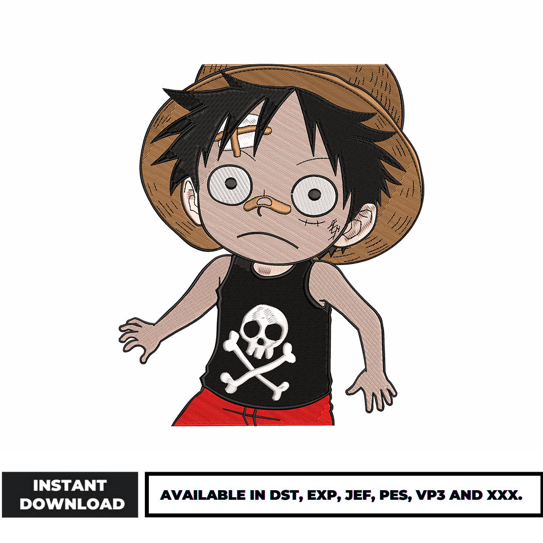 Luffy kid embroidery design, One piece embroidery, Anime emb | Inspire ...