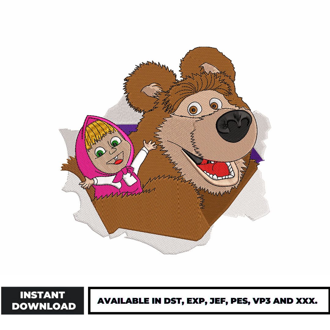 Masha and bear embroidery design, Masha embroidery, Anime em | Inspire ...