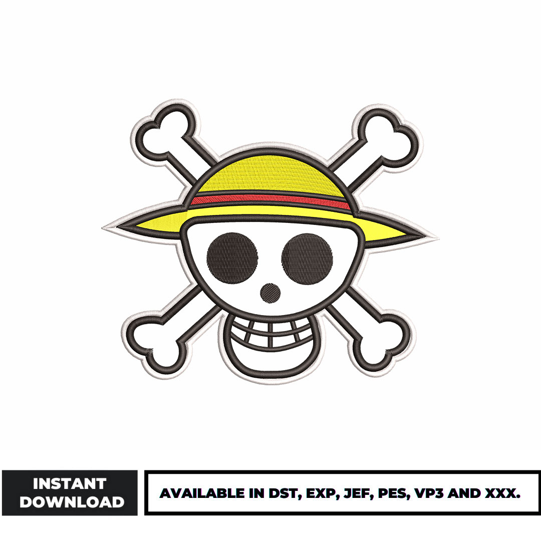 Luffy logo team embroidery design, One piece embroidery, Ani | Inspire ...