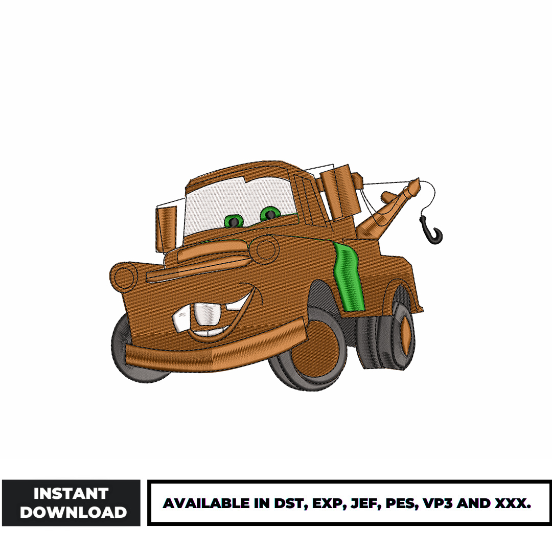 Tow Mater embroidery design, disney car embroidery, cartoon | Inspire ...
