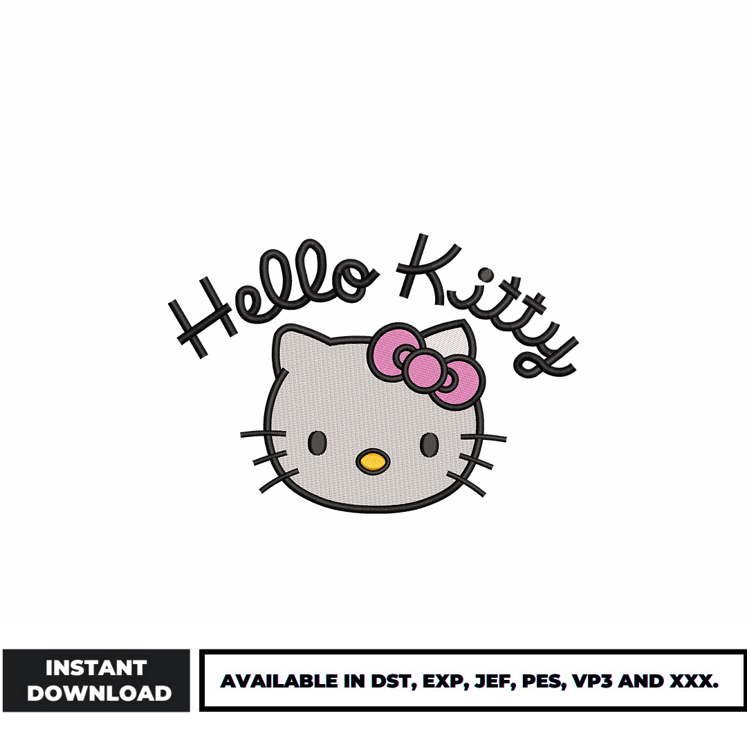 Hello Kitty face embroidery design, Hello Kitty embroidery, | Inspire ...