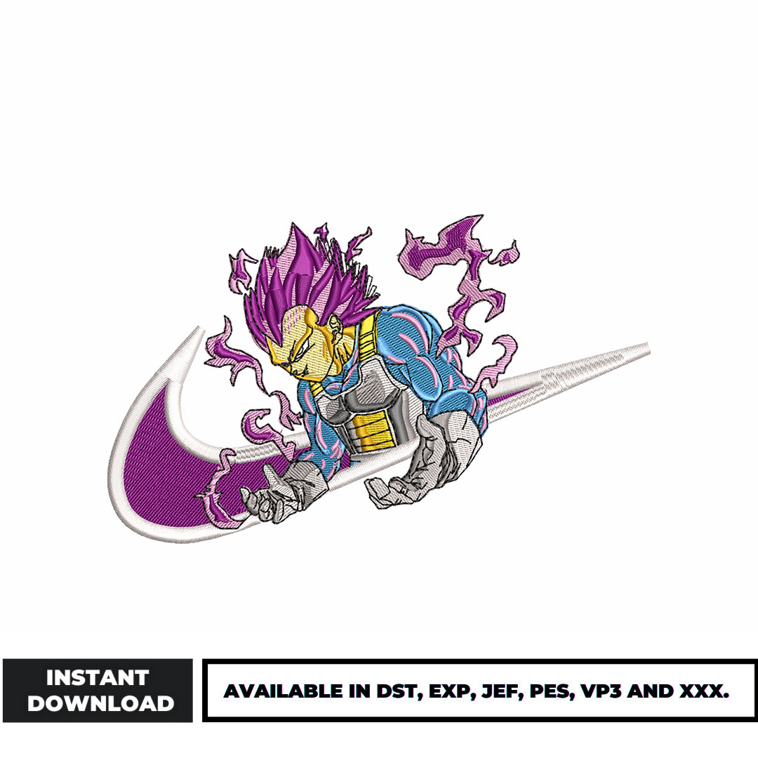 Vegeta ego x nike embroidery design, Dragonball embroidery, | Inspire ...