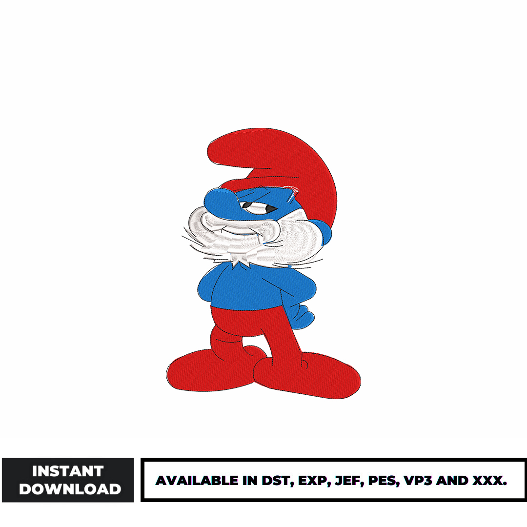 Papa Smurf embroidery design, Smurf embroidery, cartoon embr | Inspire ...