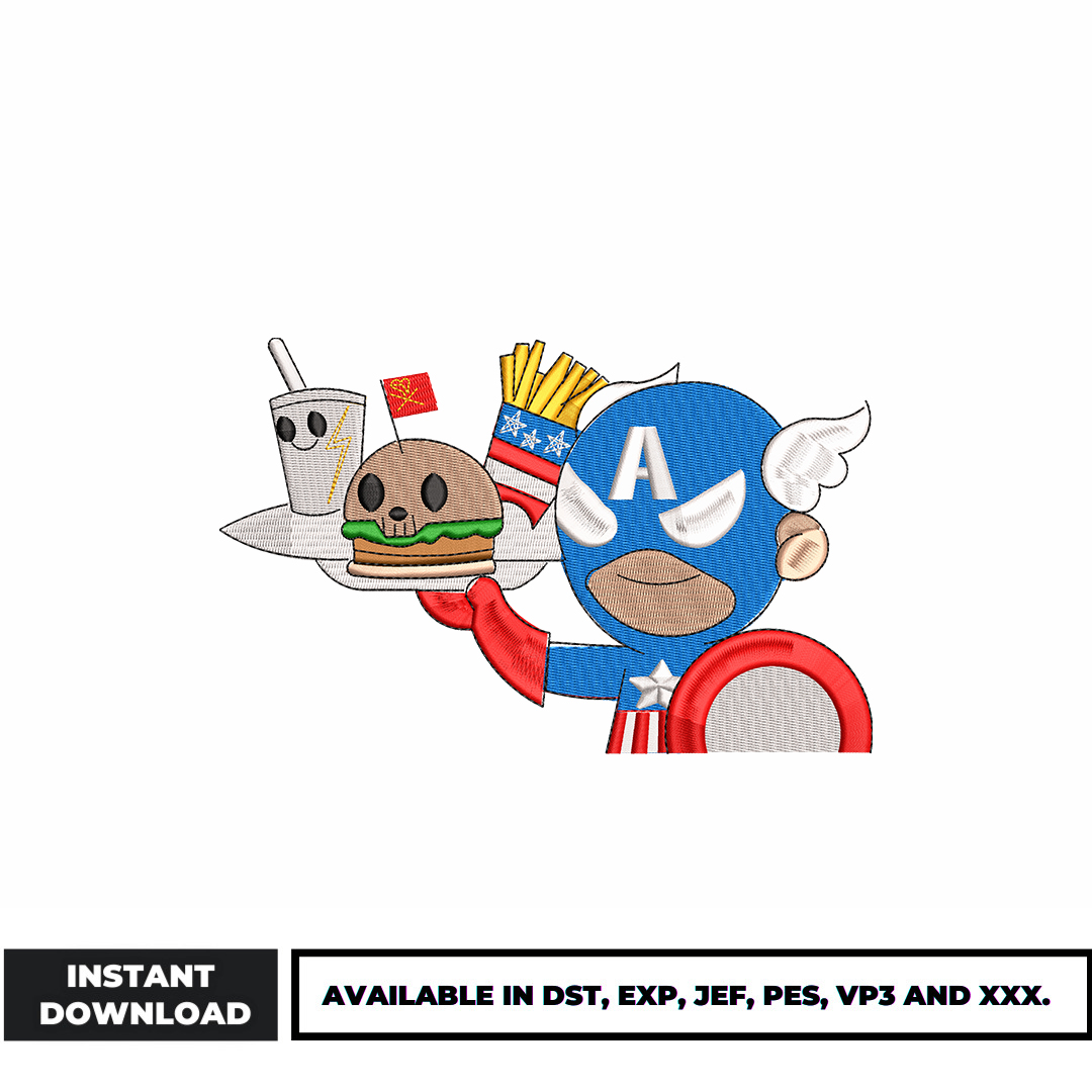 Captain America chibi embroidery design, Captain America emb | Inspire ...