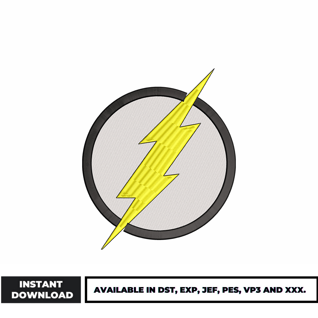 Dc Flash Logo embroidery design, Dc Flash embroidery, movie | Inspire ...