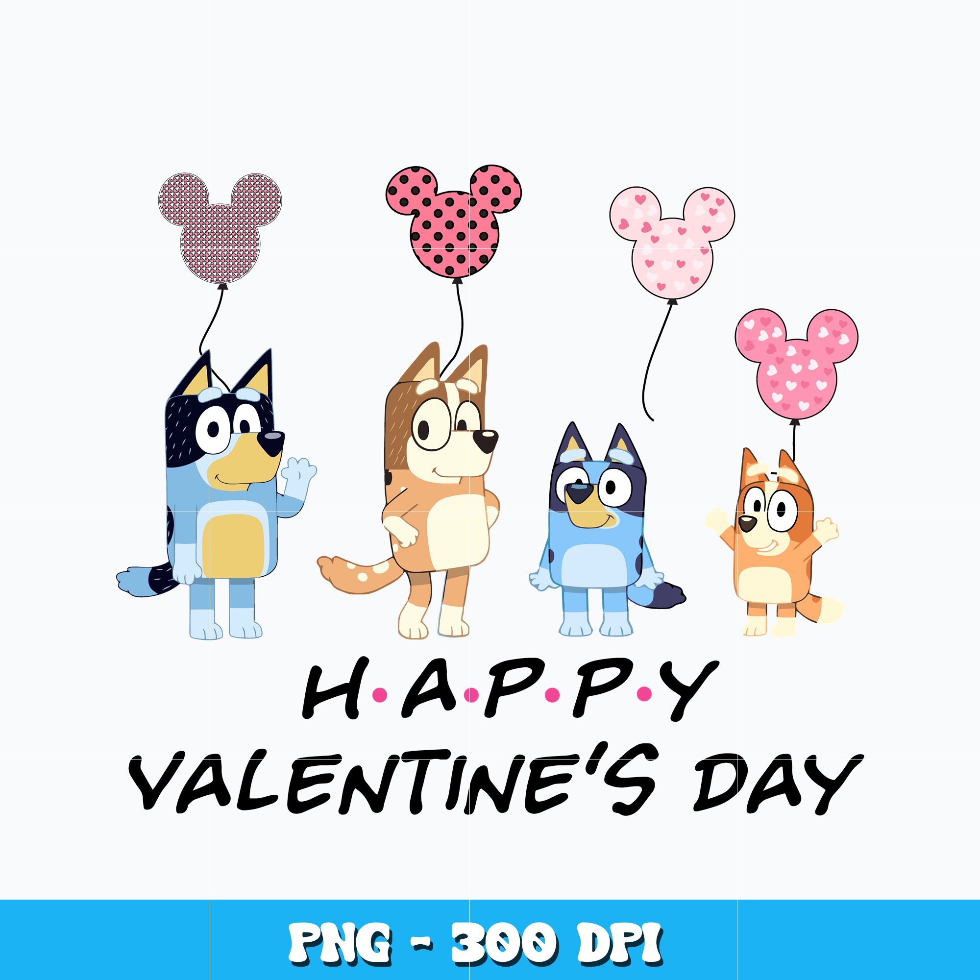 Bluey Happy Valentines Day Png, bluey Family Png, Cartoon Pn - Inspire ...
