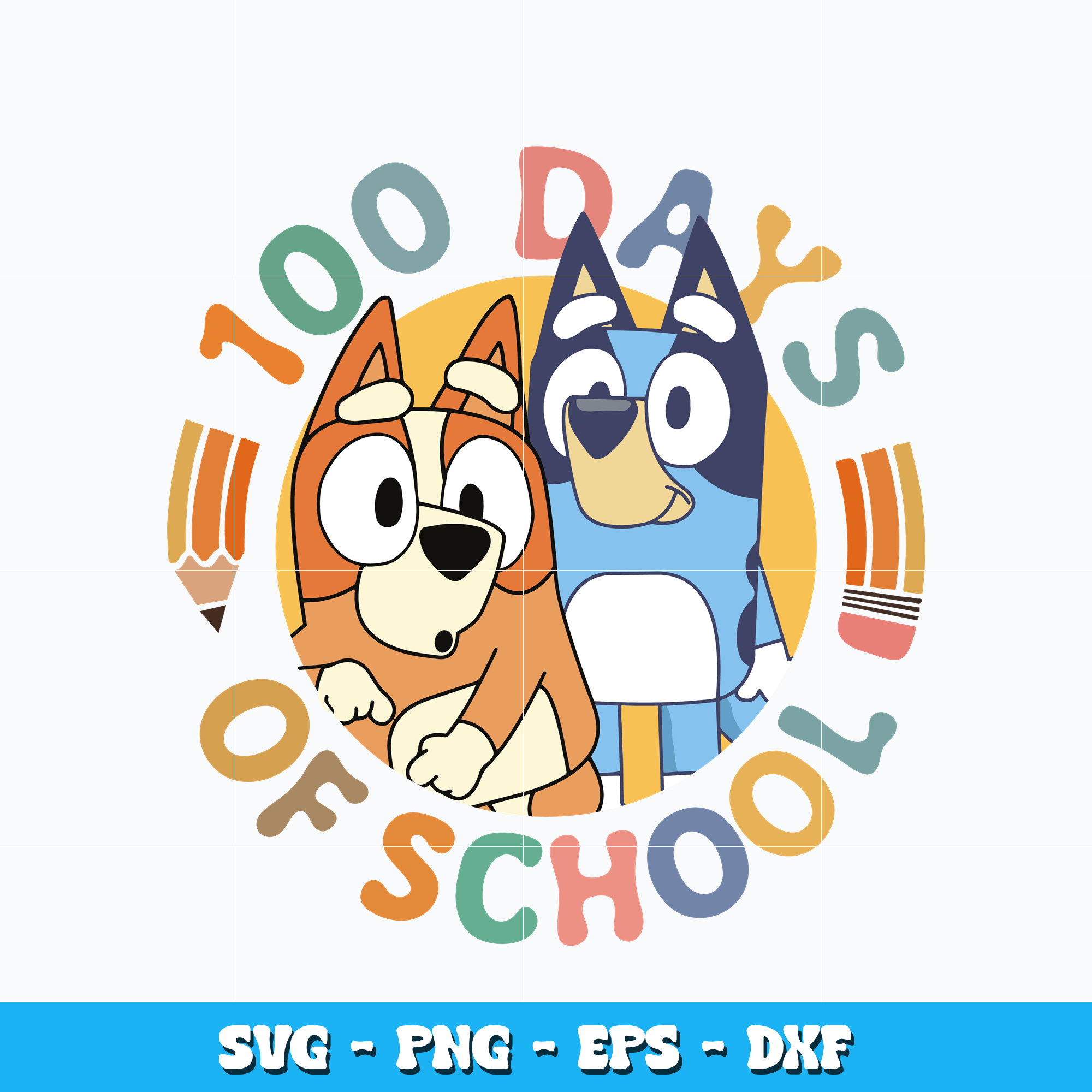 Bluey bingo 100 days of school svg, Bluey Bingo svg, cartoon - Inspire ...