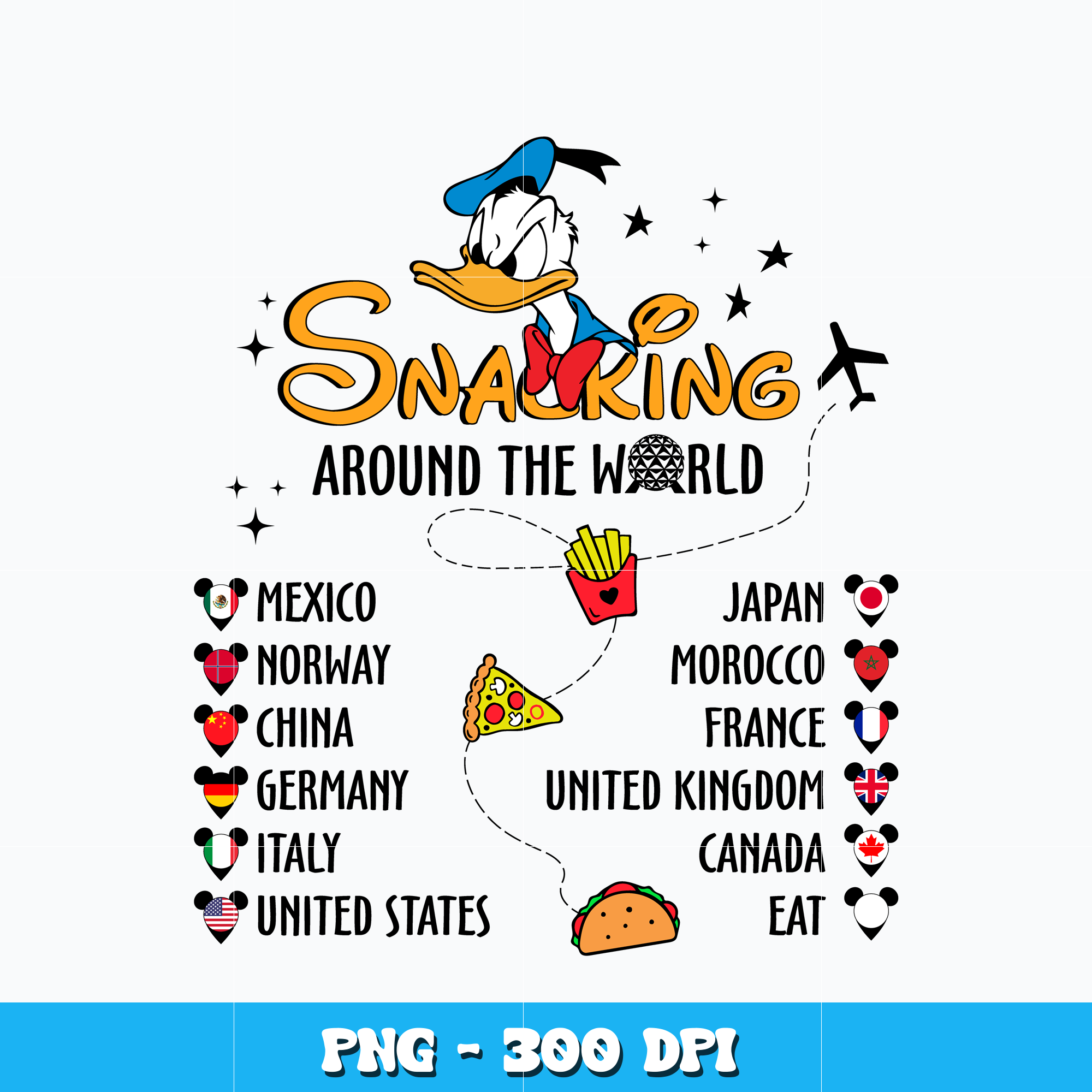 Snacking Around The World png, Donald Duck png, Disney vacat - Inspire ...