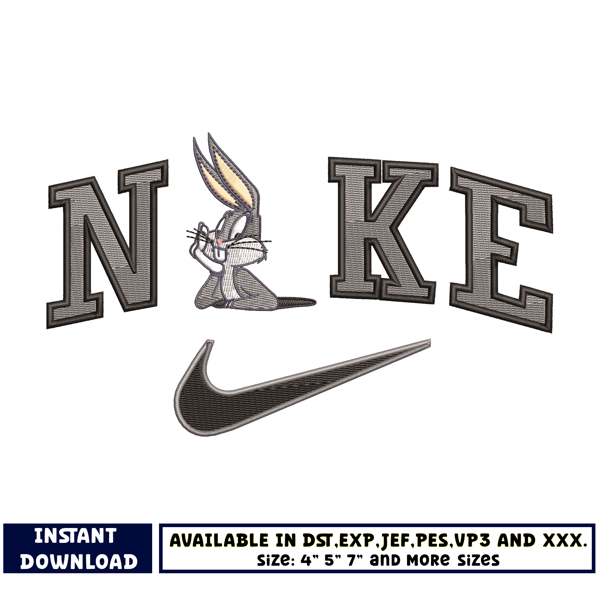 Bugs bunny Logo nike embroidery design | Inspire Uplift