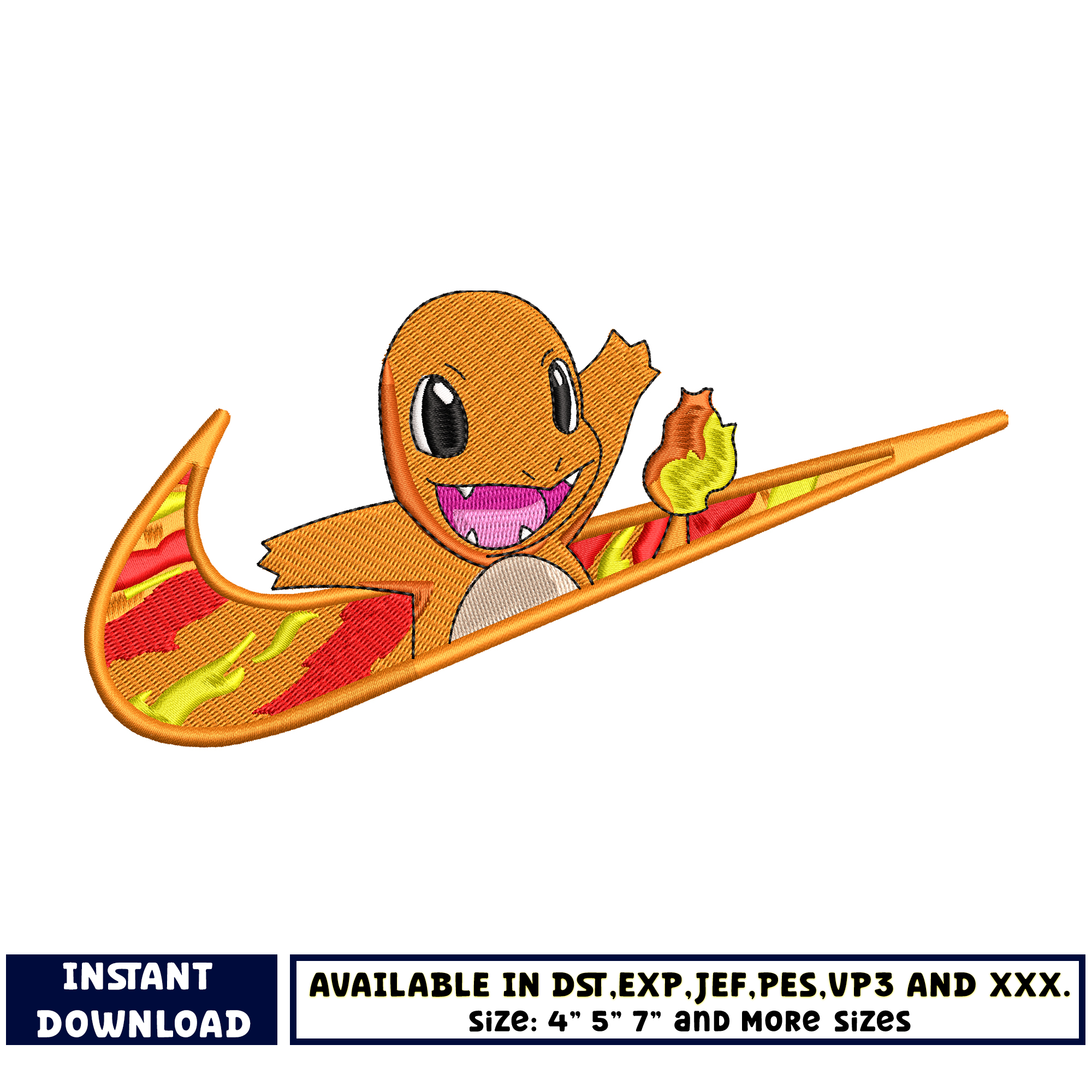 Charmander logo nike fire embroidey | Inspire Uplift