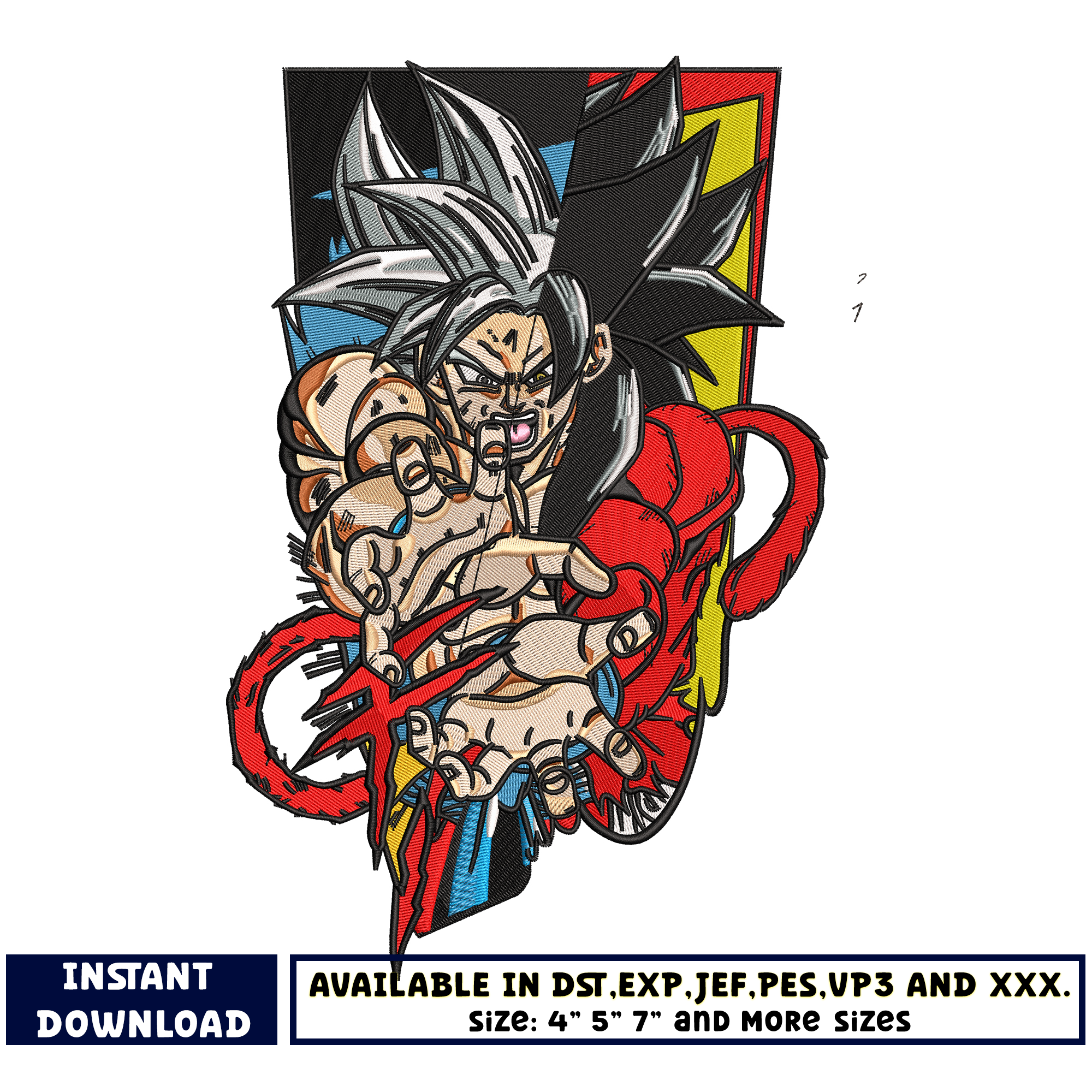 Goku half face embroidery design | Inspire Uplift