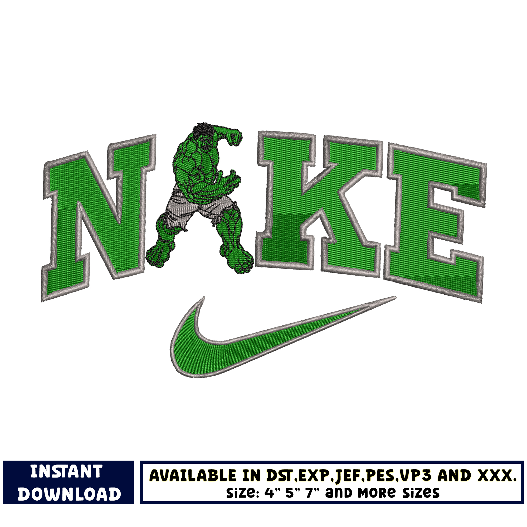Hulk Logo Nike embroidery design | Inspire Uplift