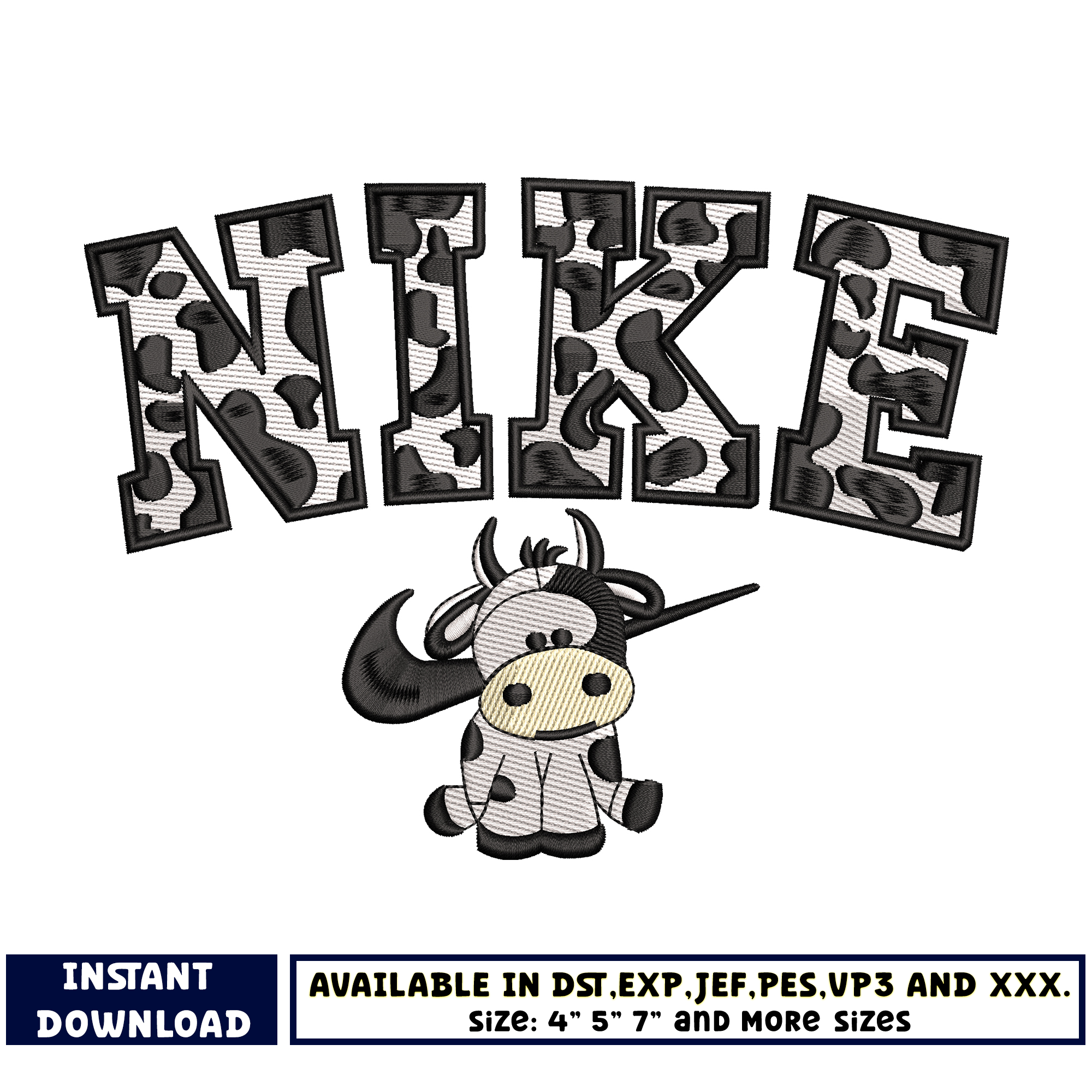 Logo nike cow dog embroidery design | Inspire Uplift