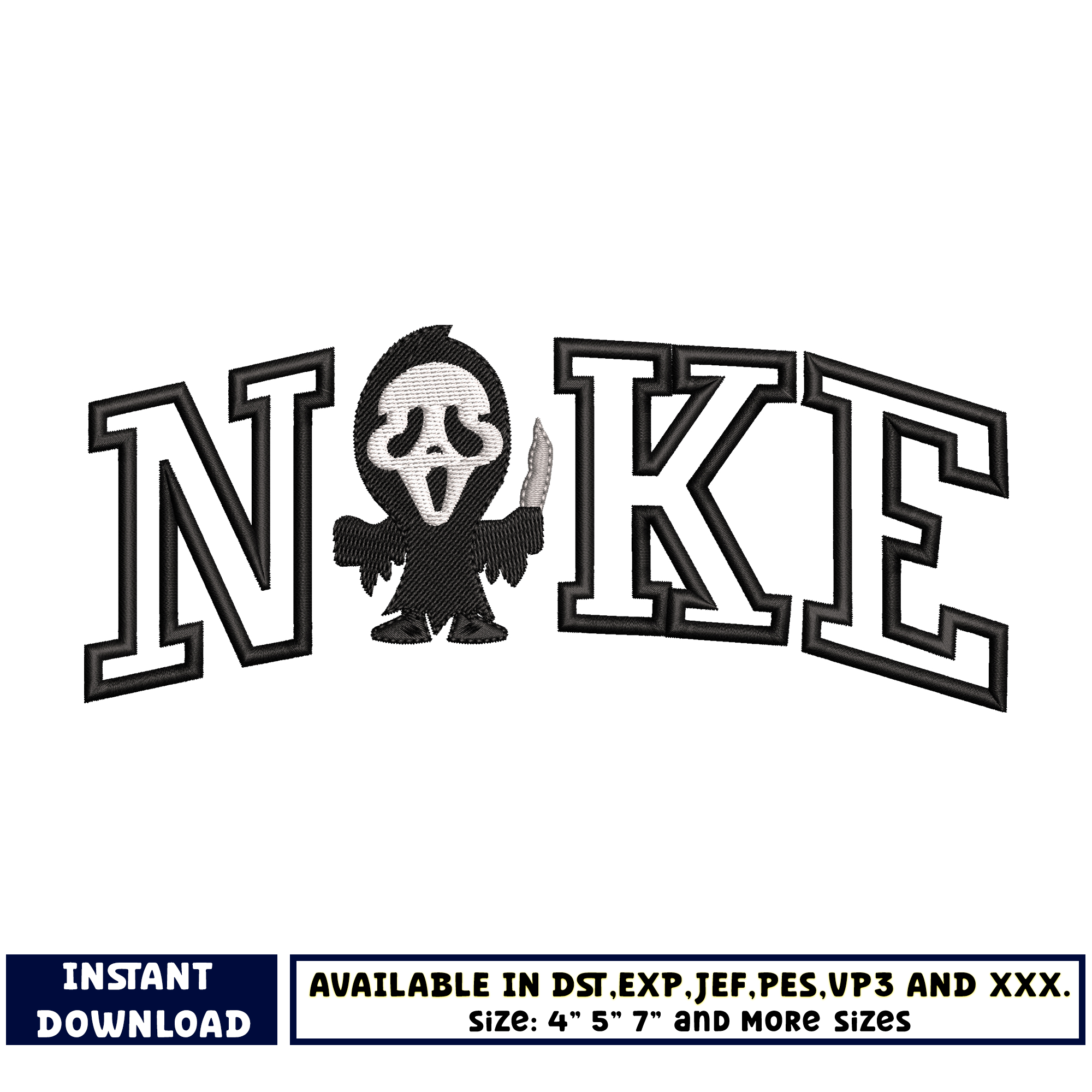 Logo Nike ghost face embroidery design | Inspire Uplift