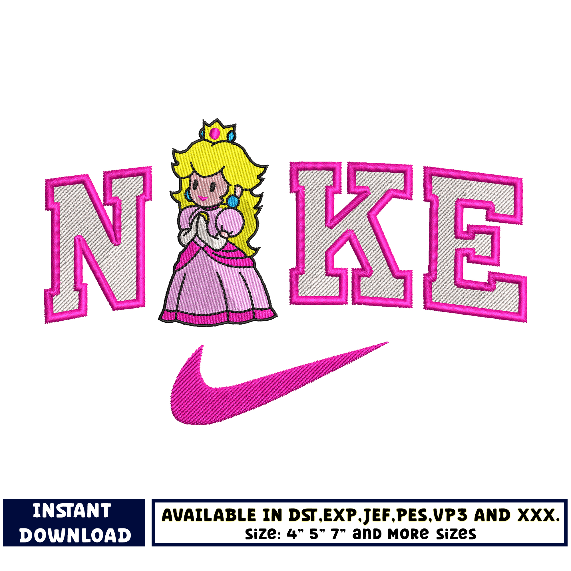 Logo Nike Princess Peach embroidery design | Inspire Uplift