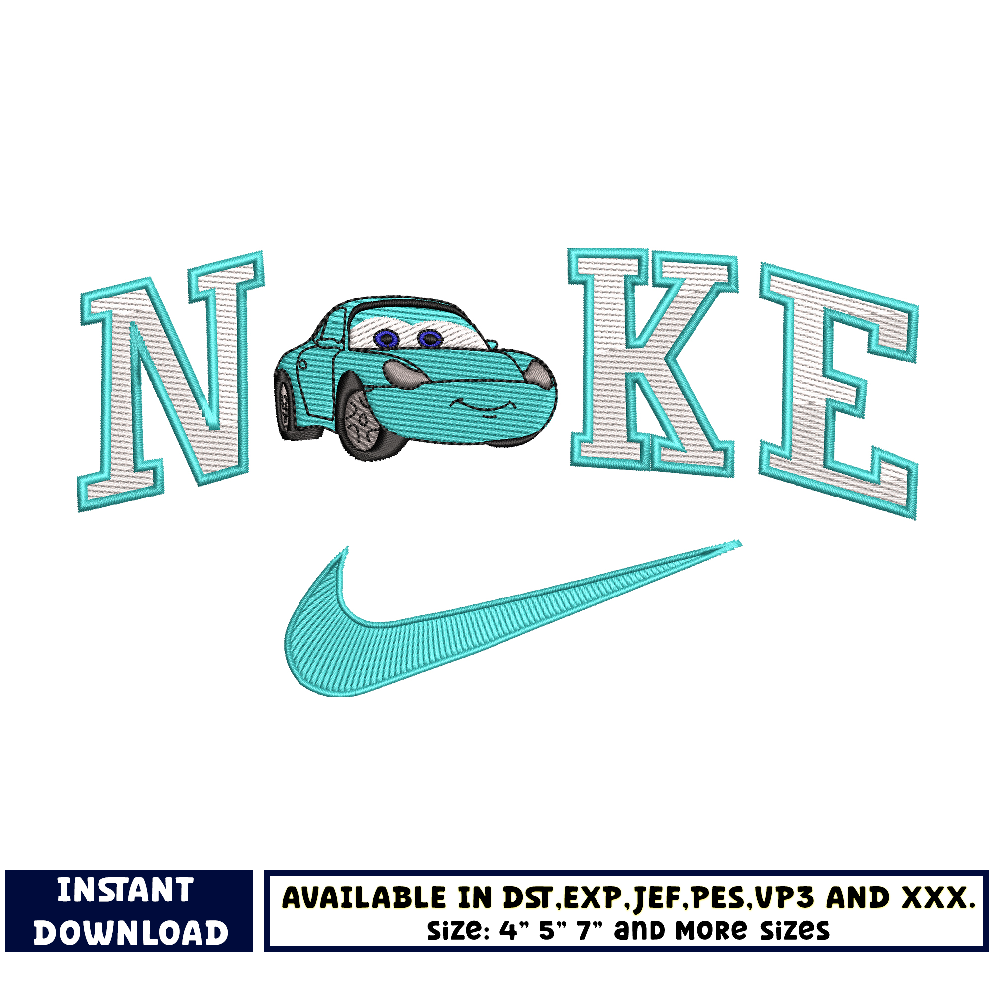 Logo Nike Sally car embroidery design | Inspire Uplift