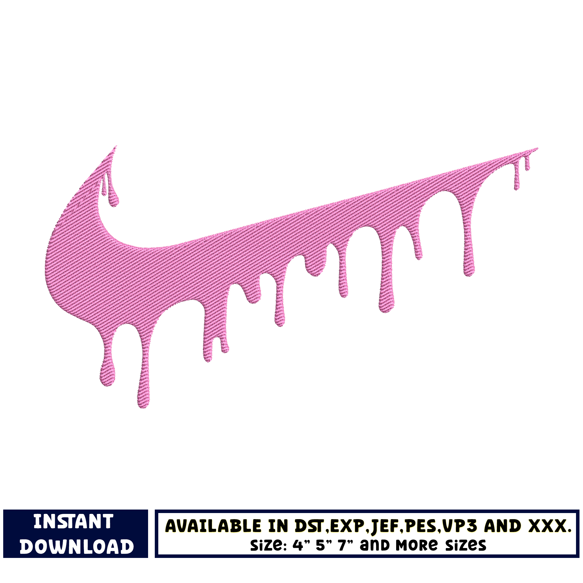 Nike Logo Dripping Pink embroidery design | Inspire Uplift