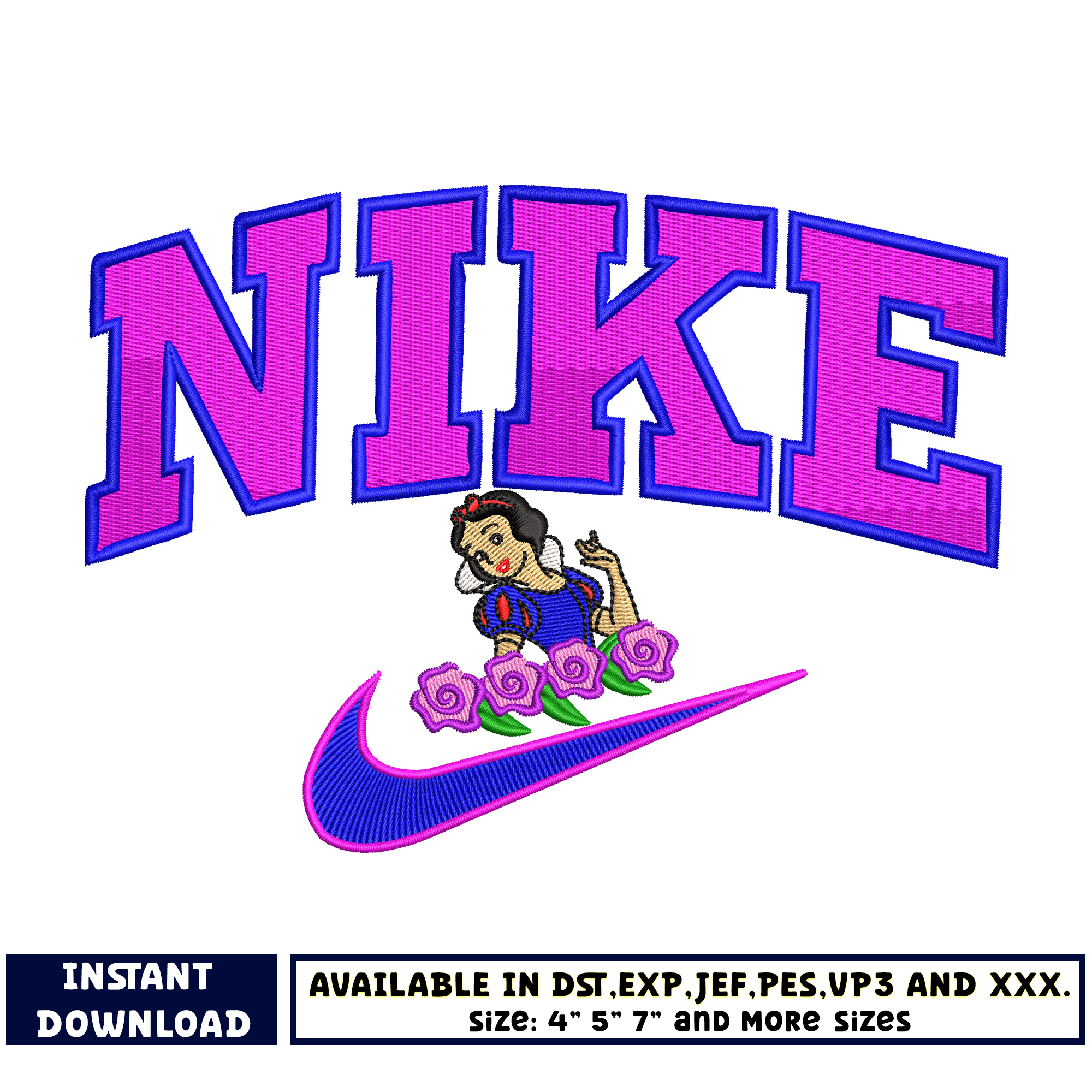 Snow White Logo Nike embroidery design | Inspire Uplift