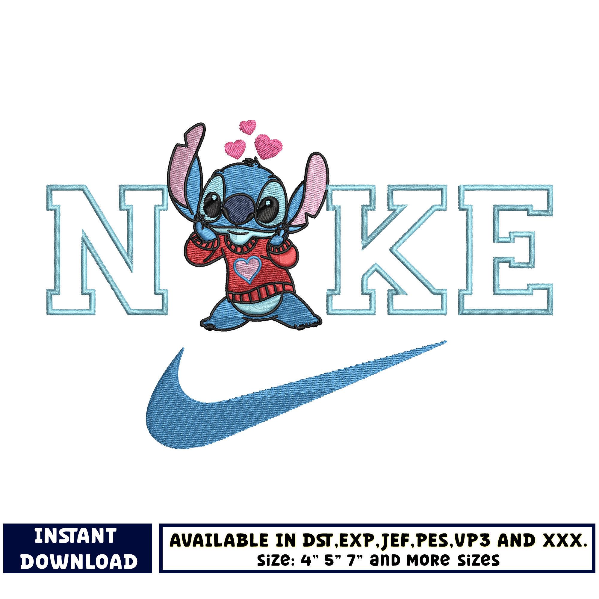 Swoosh stitch love embroidery design (2) | Inspire Uplift